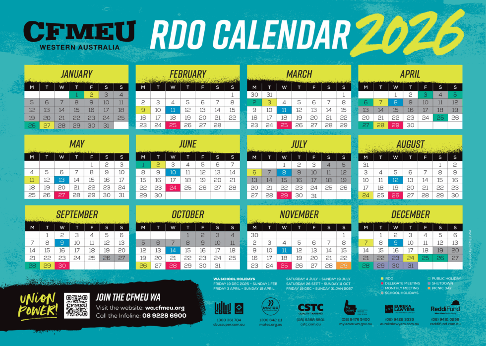 RDO 2026 CALENDAR - CFMEU WA